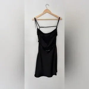 Zara | Dresses | Zara Viral Satin Cut Out Black Mini Dress 367335 Slip ...